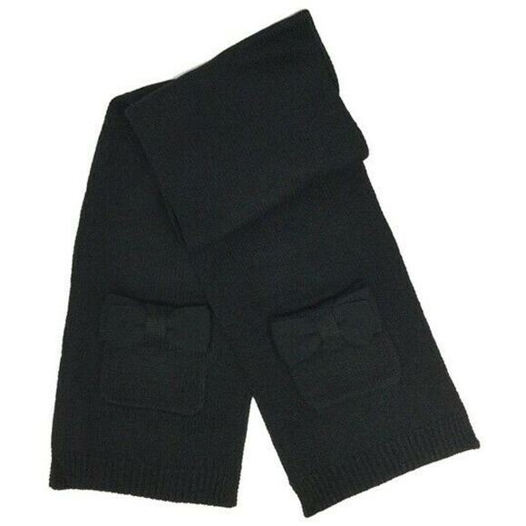 kate spade | Accessories | Kate Spade Black Bow Knit Scarf With Pockets ...